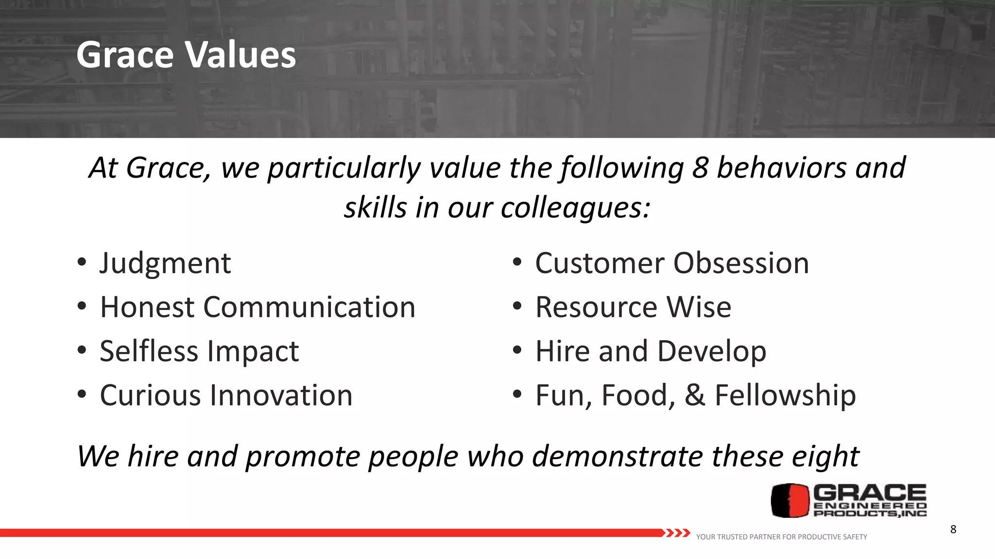 Grace Engineered Products Culture Document- Mission and Culture | PPT