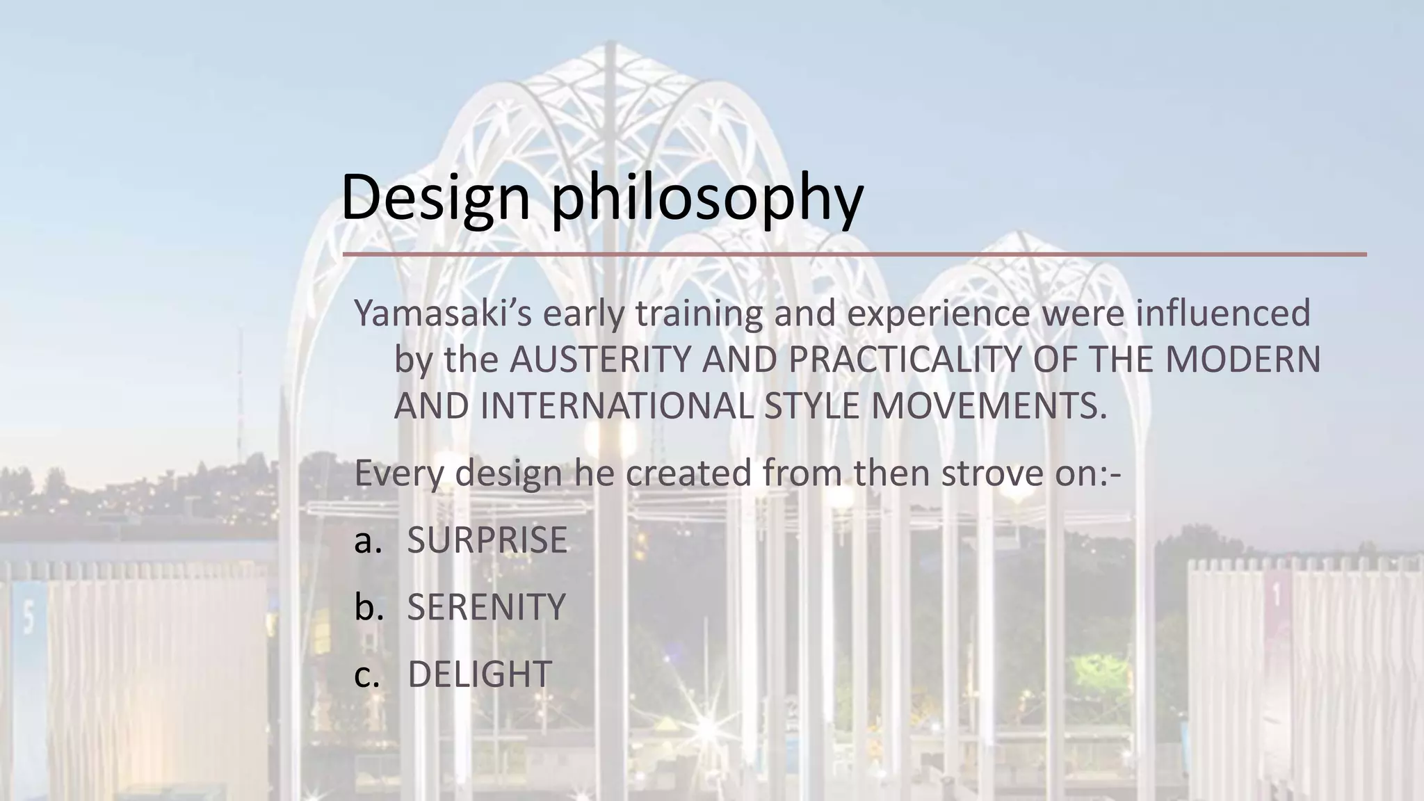 MINORU YAMASAKI- A life in architecture (World trade center) | PPT