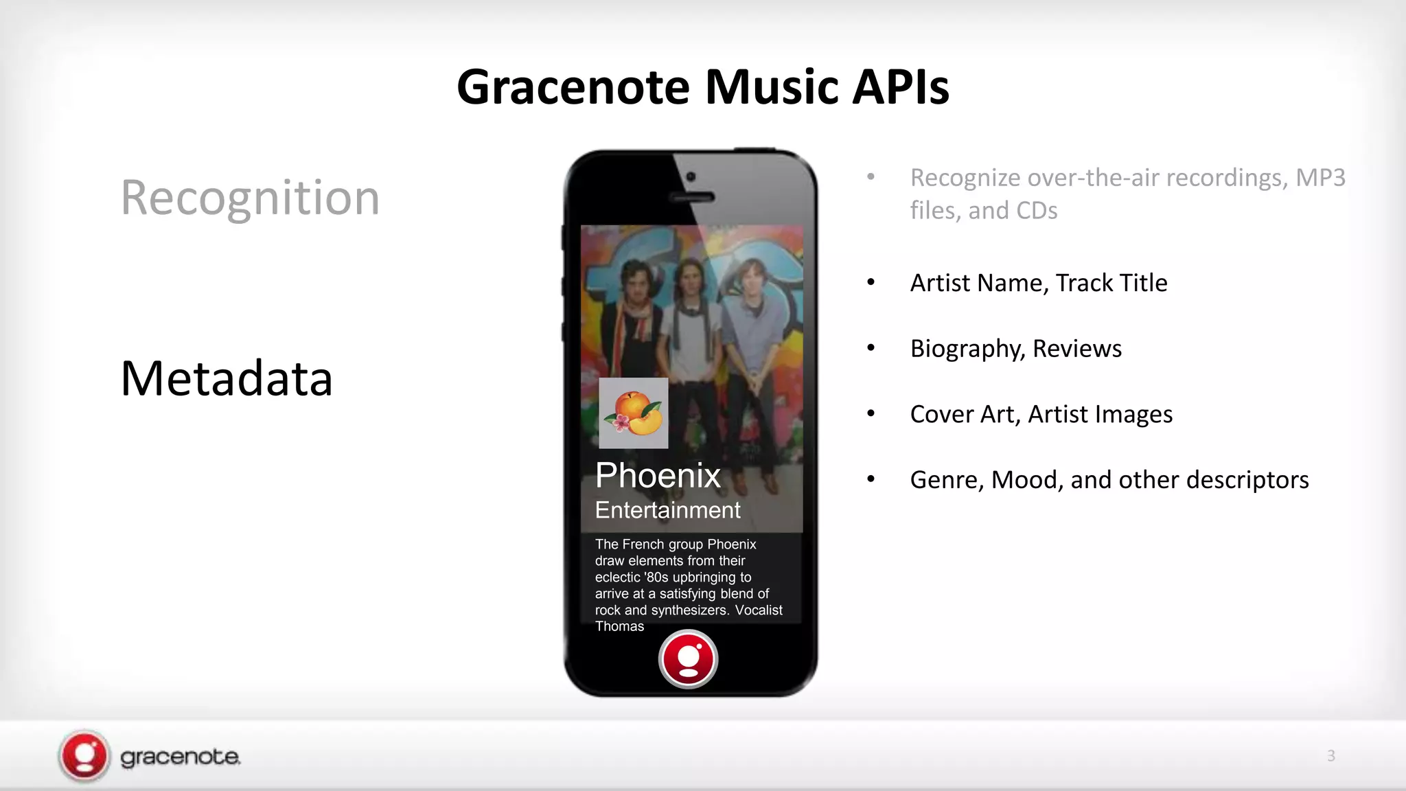 Gracenote Music Recognition, Metadata, and Discovery APIs | PPTX