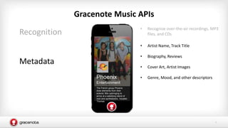 Gracenote Music Recognition, Metadata, and Discovery APIs | PPTX