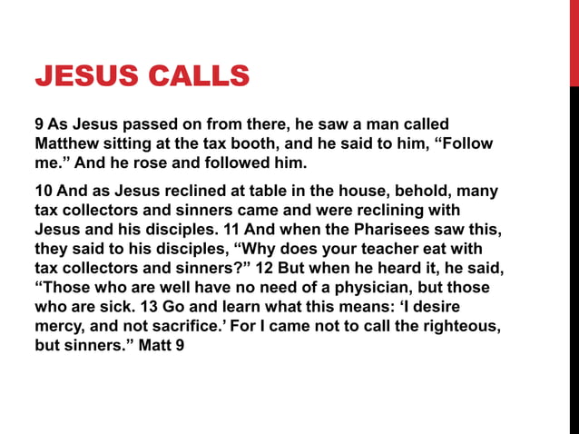 Gracious Jesus 34: Jesus Calls Matthew | PPT