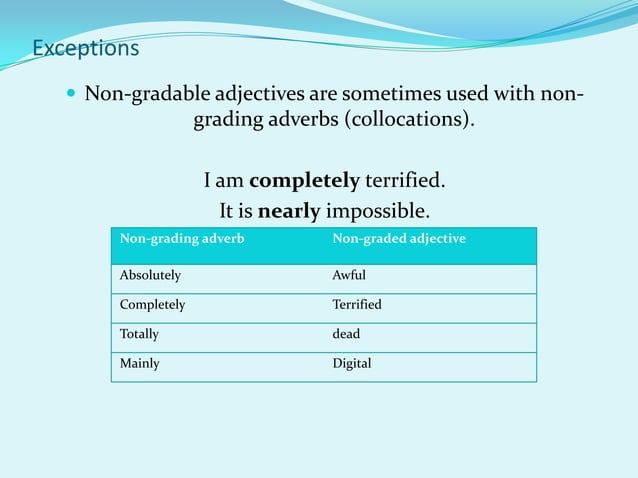 Gradable & non gradable adjectives and adverbs | PPT