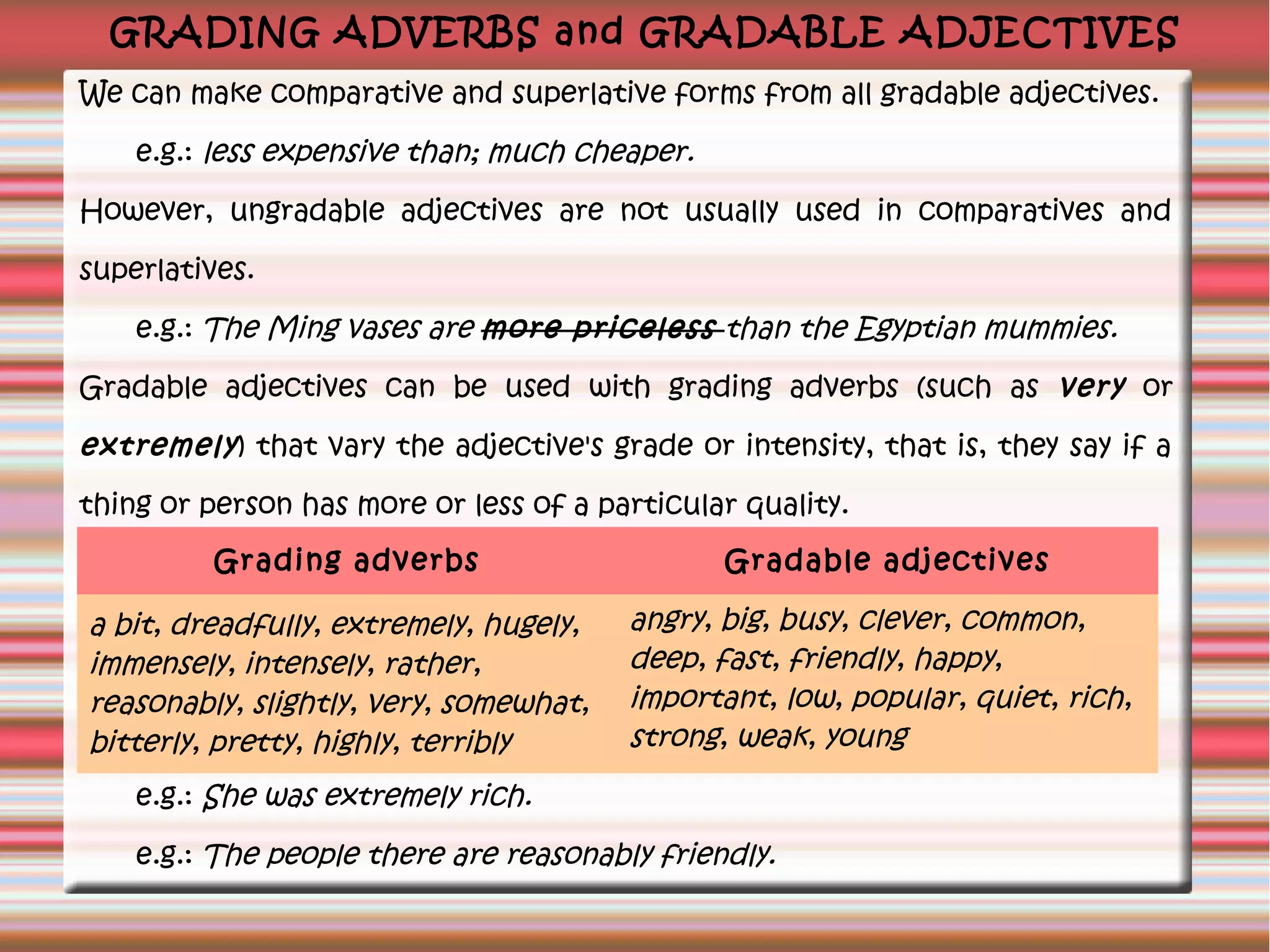 Gradable and non-gradable adjectives | ODP