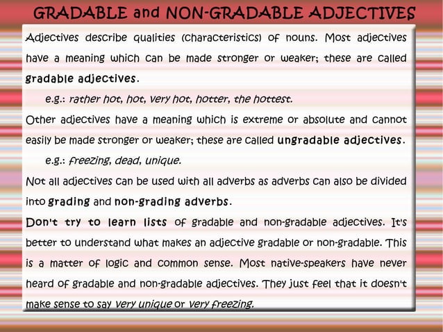 Gradable and non-gradable adjectives | ODP