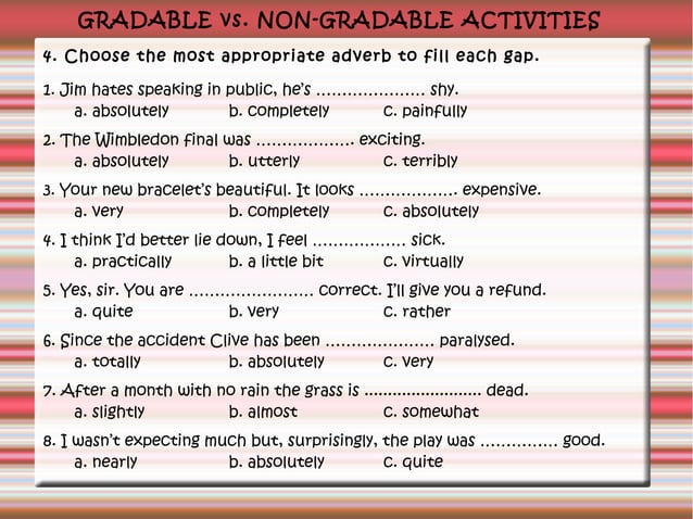 Gradable and non-gradable adjectives | ODP
