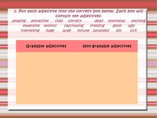 Gradable and non-gradable adjectives | ODP