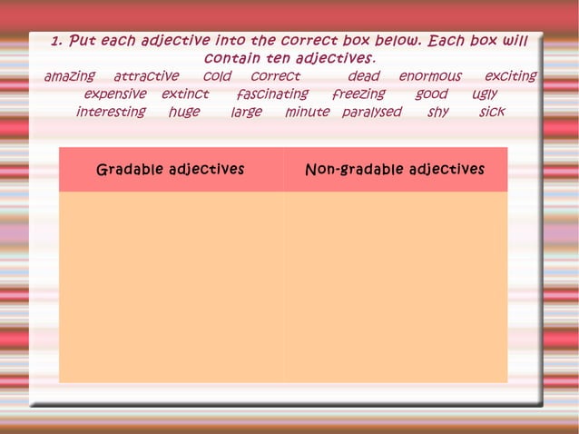 Gradable and non-gradable adjectives | ODP