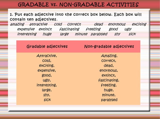 Gradable and non-gradable adjectives
