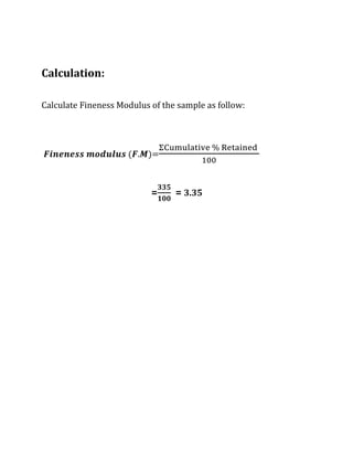Gradation of fine aggregate by sieve analysis | PDF