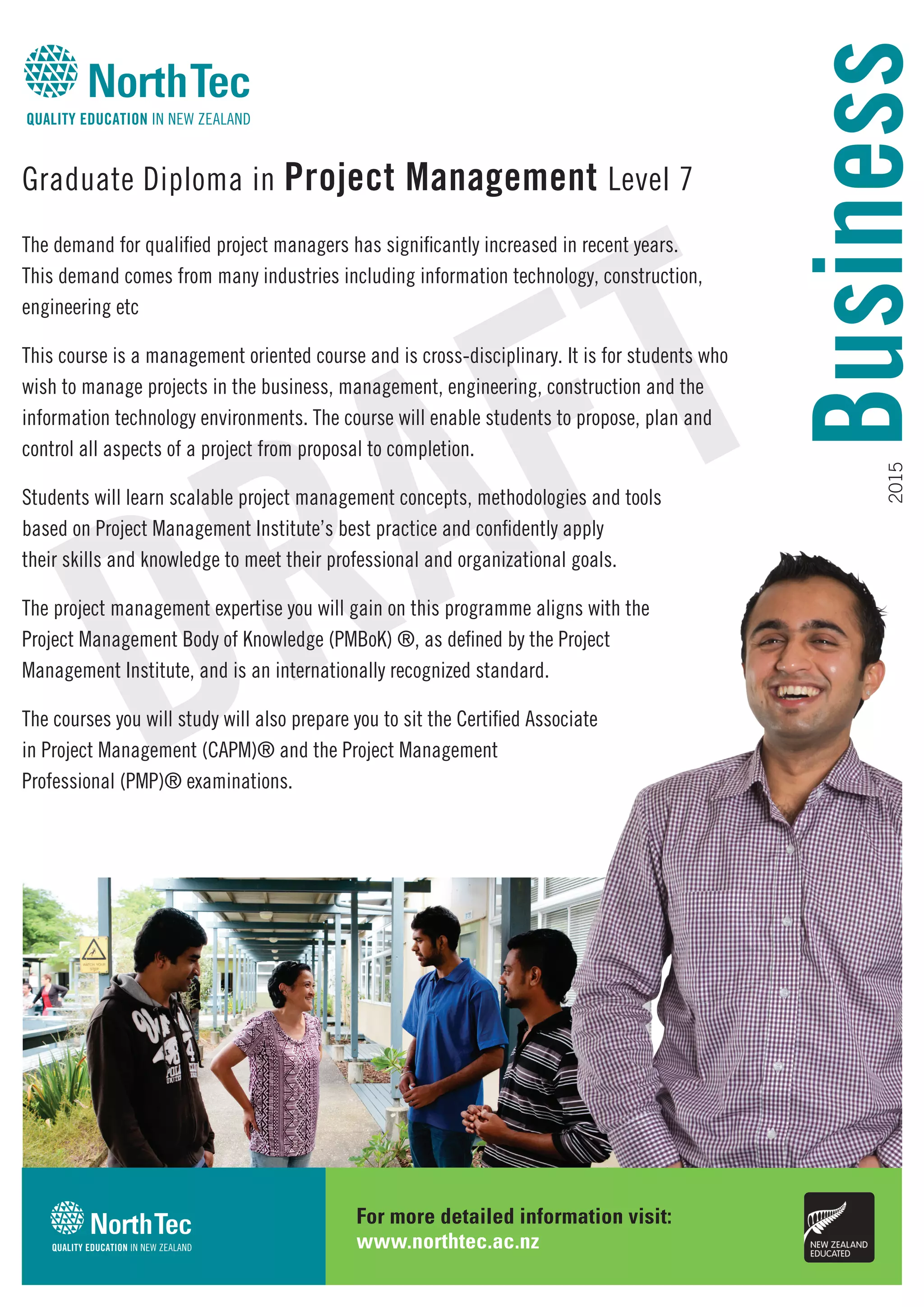 STUDY GRADUATE DIPLOMA IN PROJECT MANAGEMENT AT NORTHTEC !! | PDF