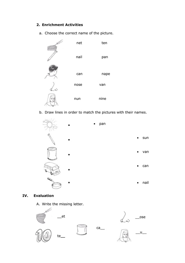 Grade 1-english-identifying-initial-and-final-consonant-n | DOC