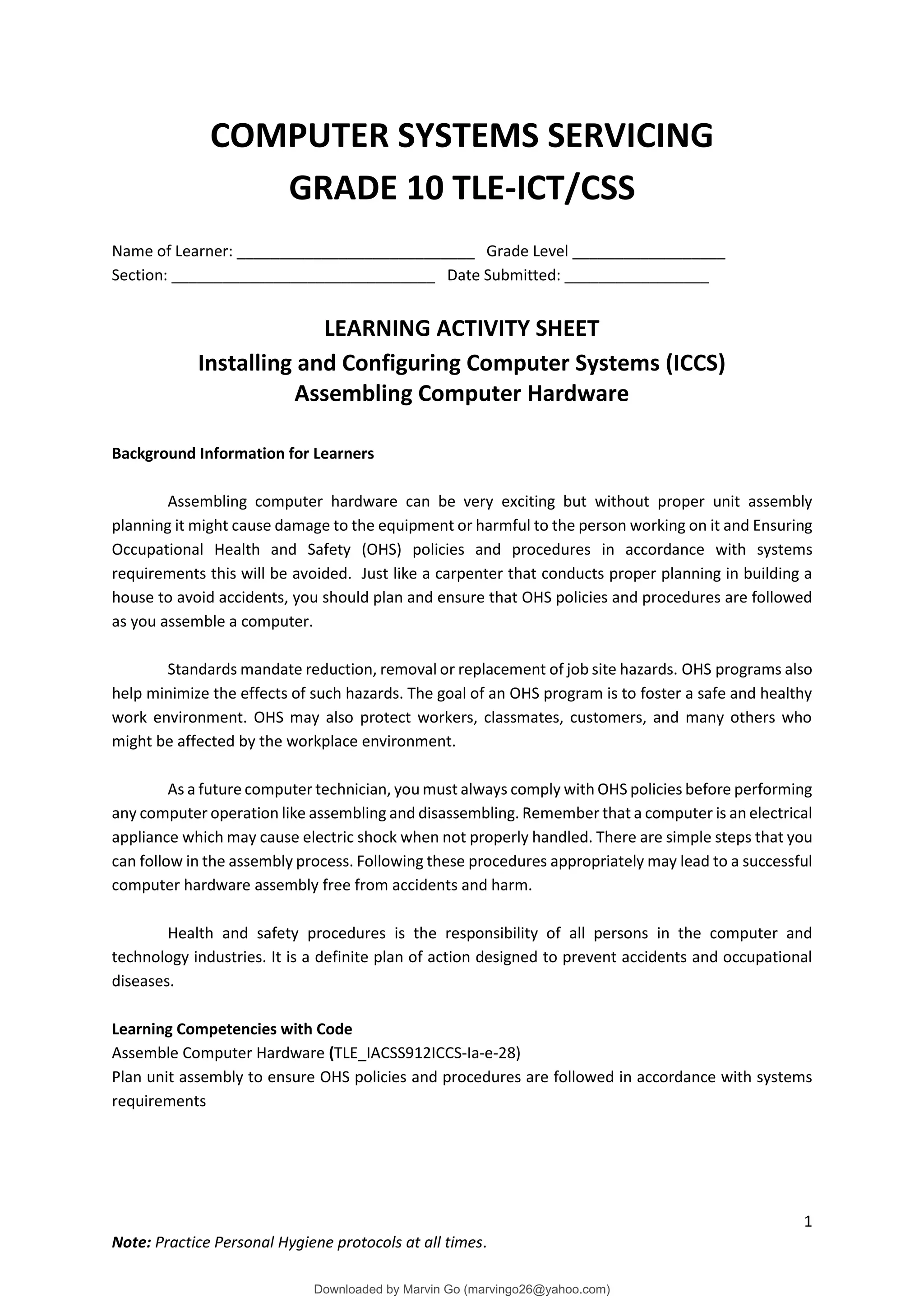grade-10-tle-css-ict-2021-2022.pdf | Computing | Technology & Computing