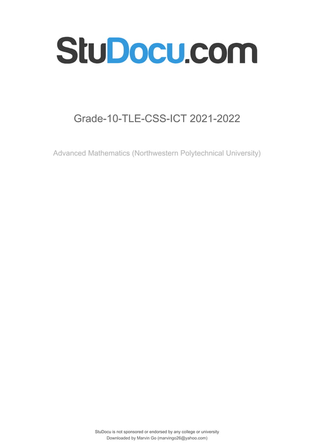 grade-10-tle-css-ict-2021-2022.pdf | Computing | Technology & Computing