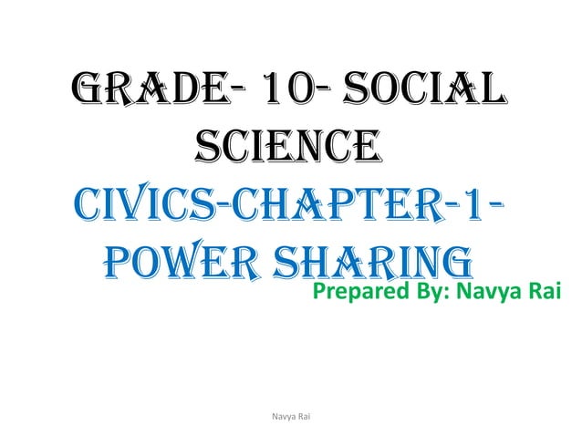 Grade 10 Social Science - Political Science- ch- 1 -Power Sharing | PDF