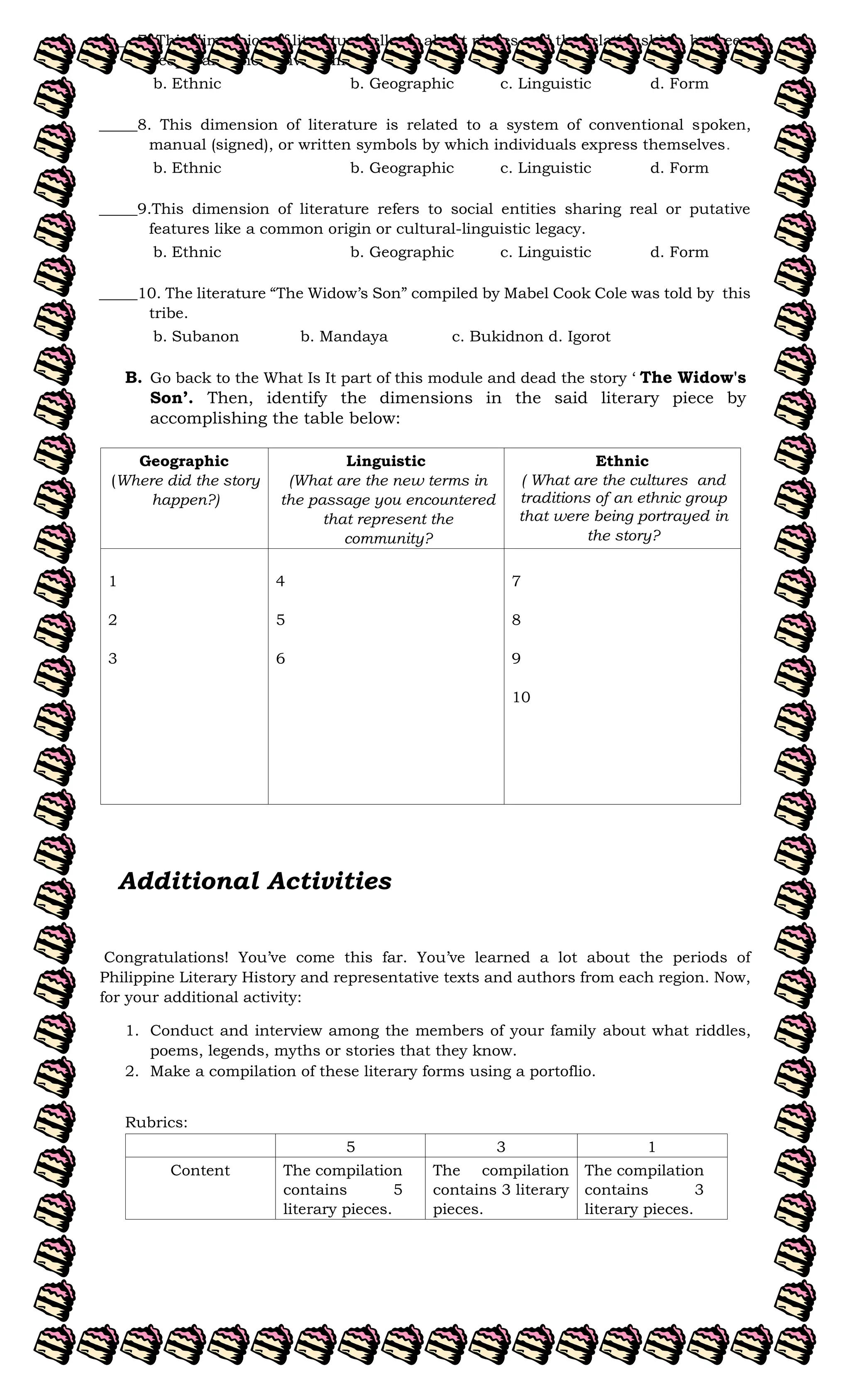 Dimensions of Philippine Literary History and Representative Texts and ...