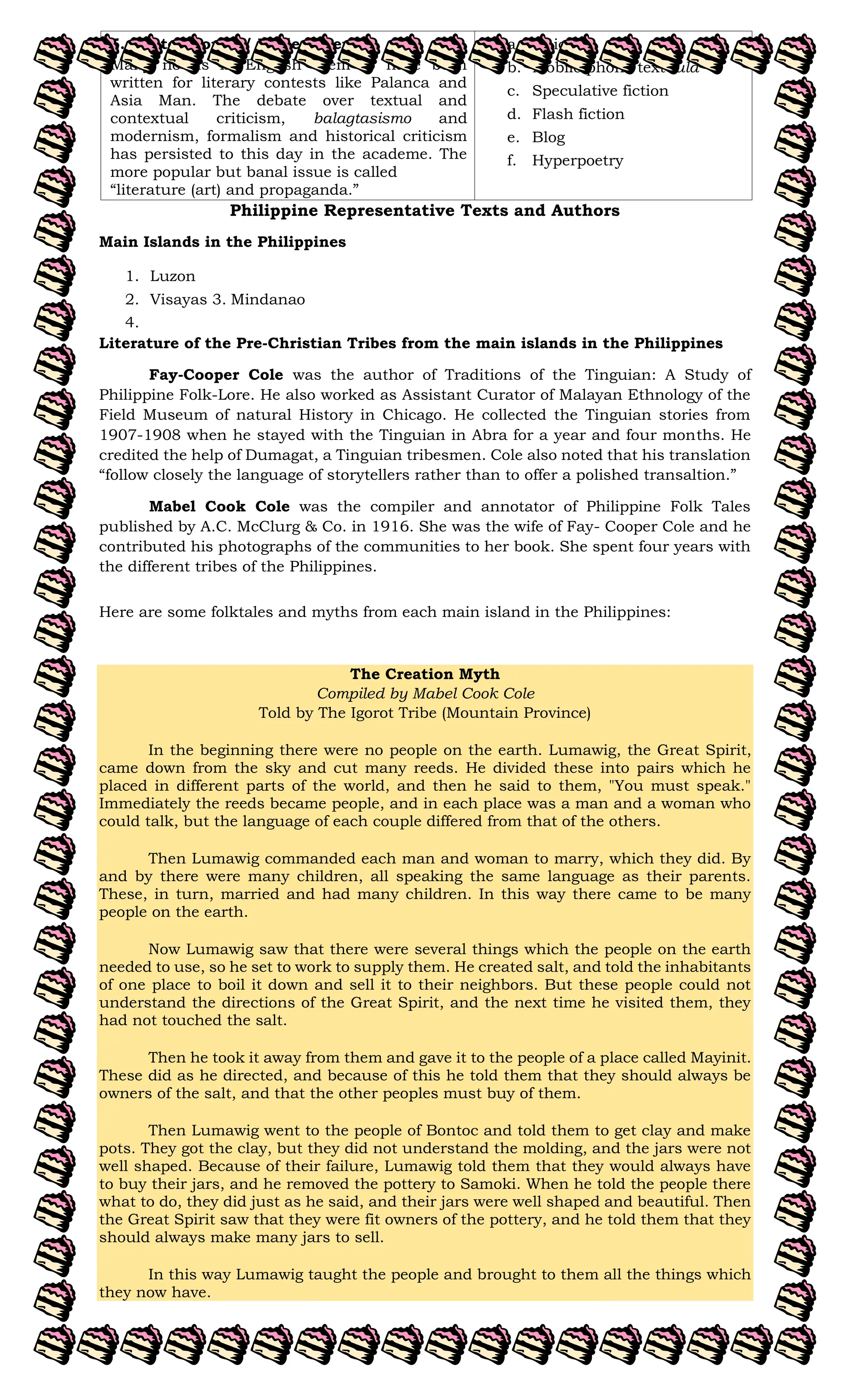 Dimensions of Philippine Literary History and Representative Texts and ...