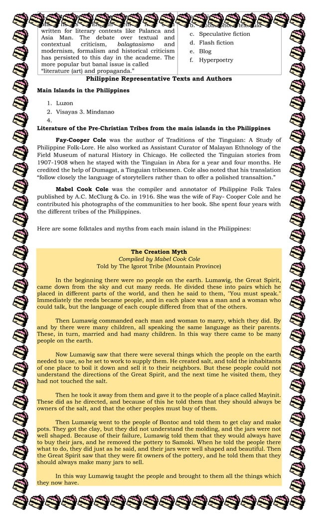 Dimensions of Philippine Literary History and Representative Texts and ...