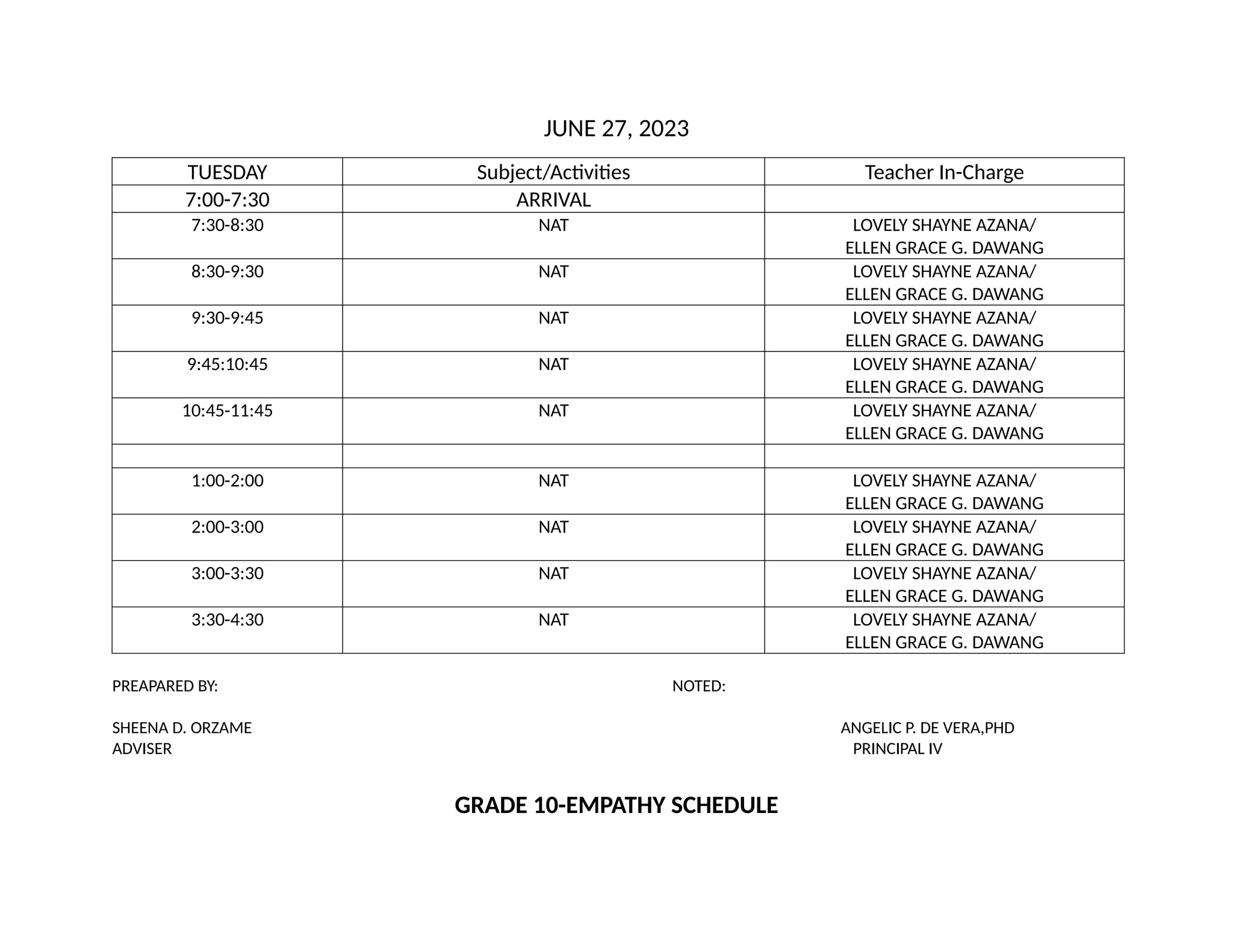 GRADE-12-ITINERARY-GRADUATION BALL WORD. | PPT