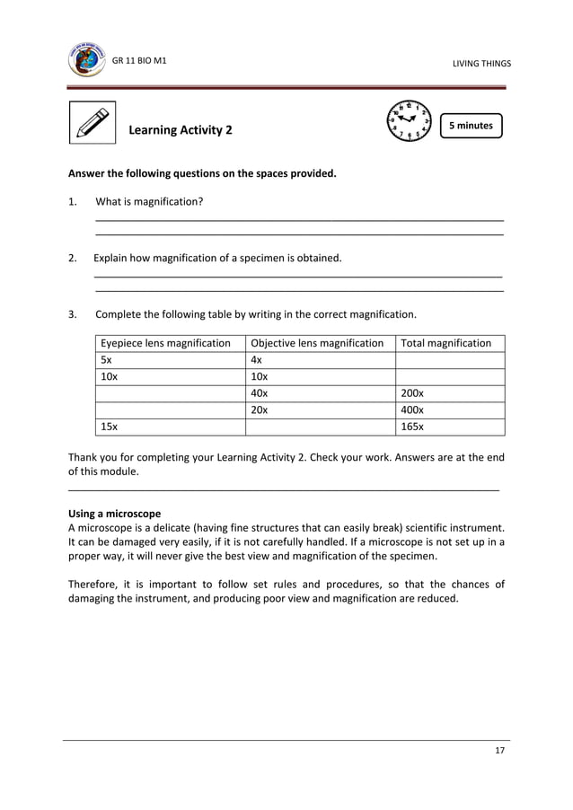Grade.11.Biology.Module1.pdf | Biological Sciences | Science