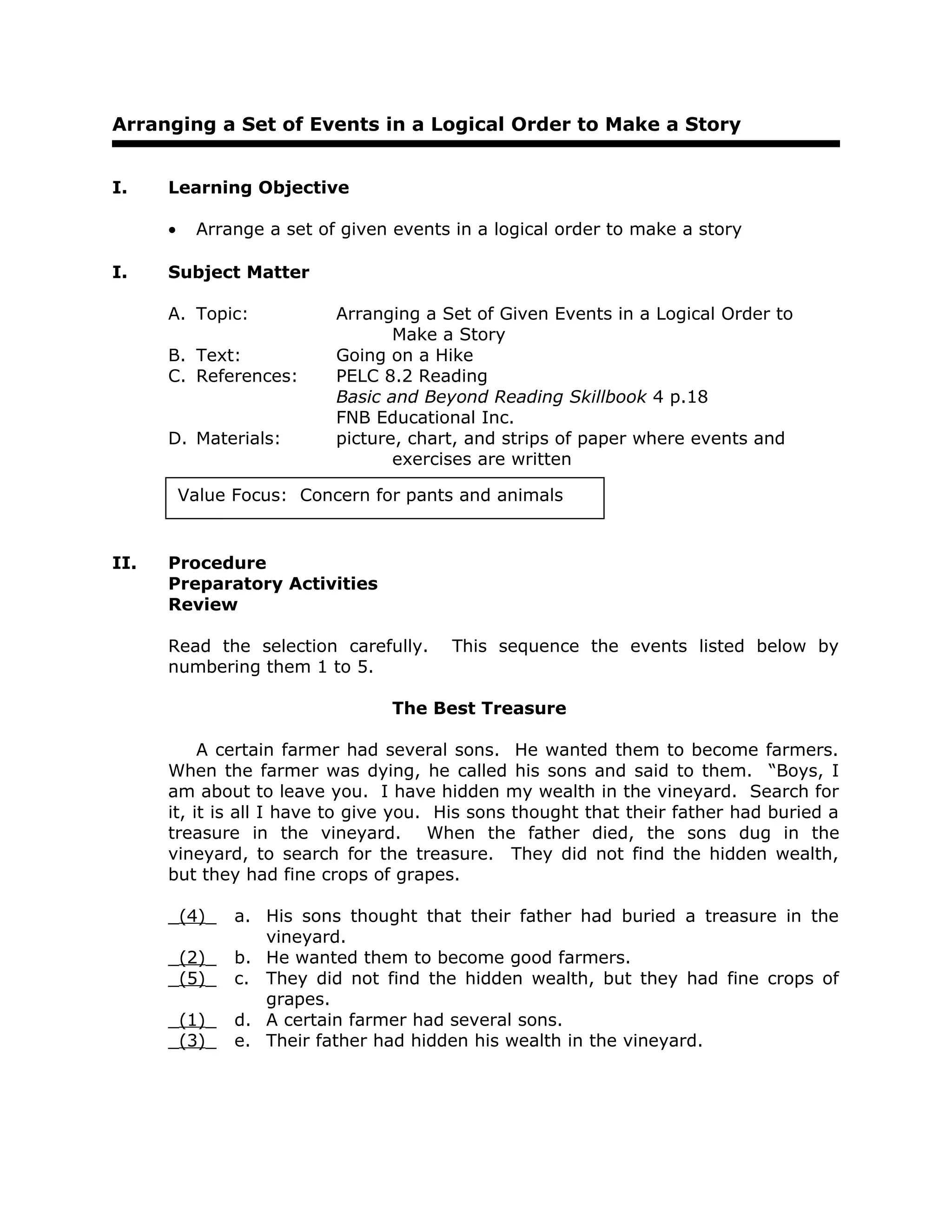 Grade 6-english-reading-arranging-a-set-of-events-in-a-logical-order-to ...