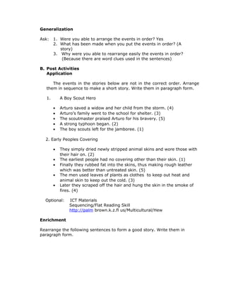 Grade 6-english-reading-arranging-a-set-of-events-in-a-logical-order-to ...