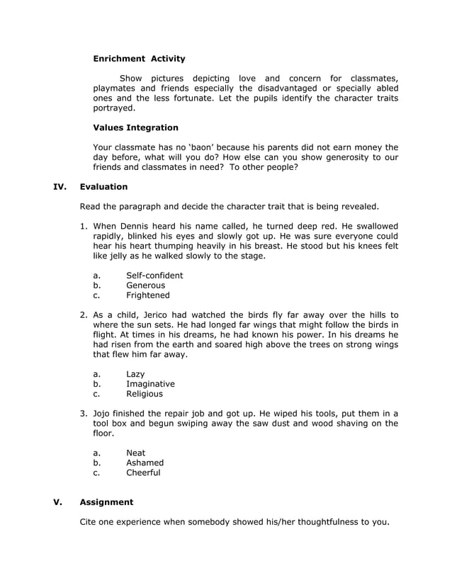 Grade 6-english-reading-inferring-character-traits | DOC