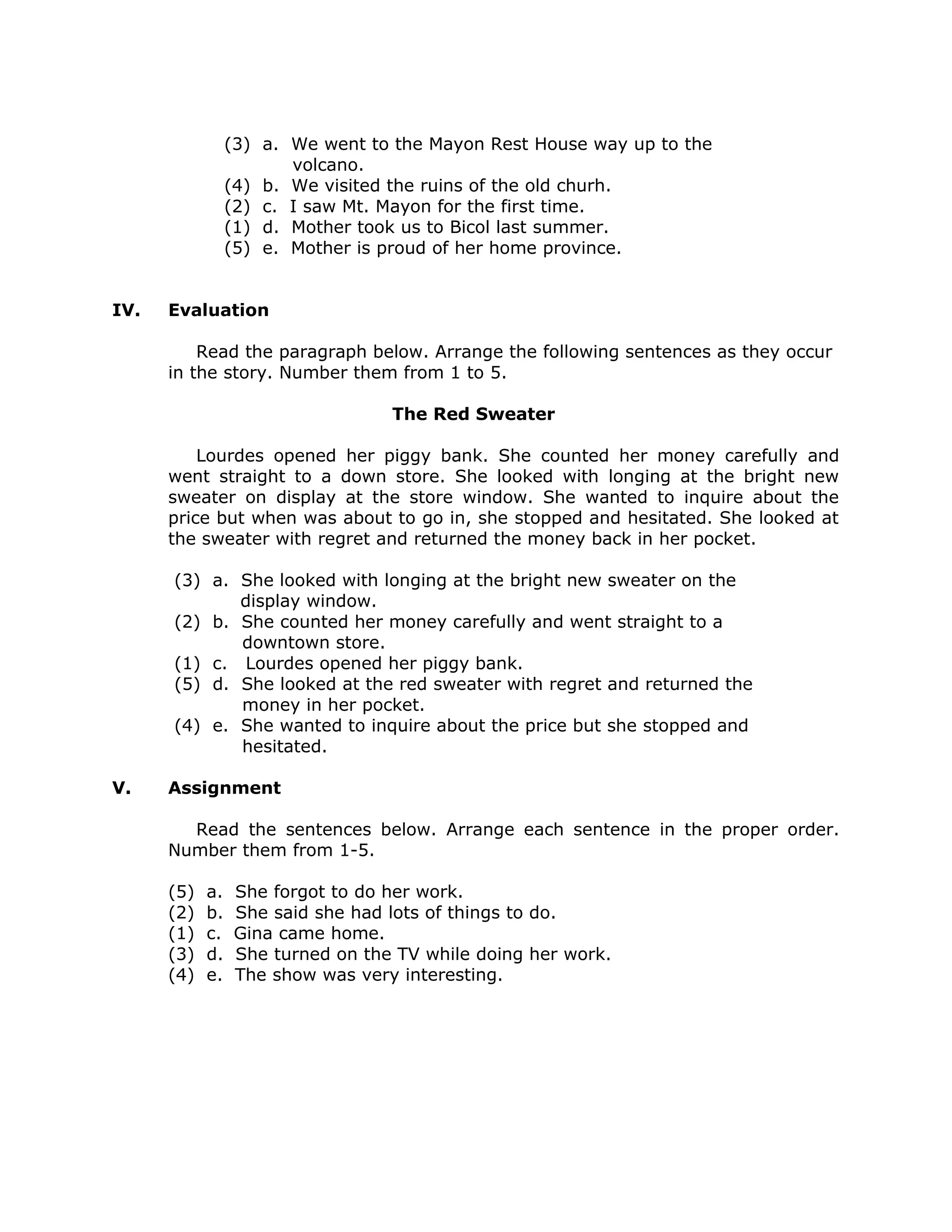 Grade 6-english-reading-major-events-ideas-in-a-selection | DOC