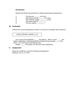 Grade 6-english-speaking-using-prepositions-in-sentences | DOC