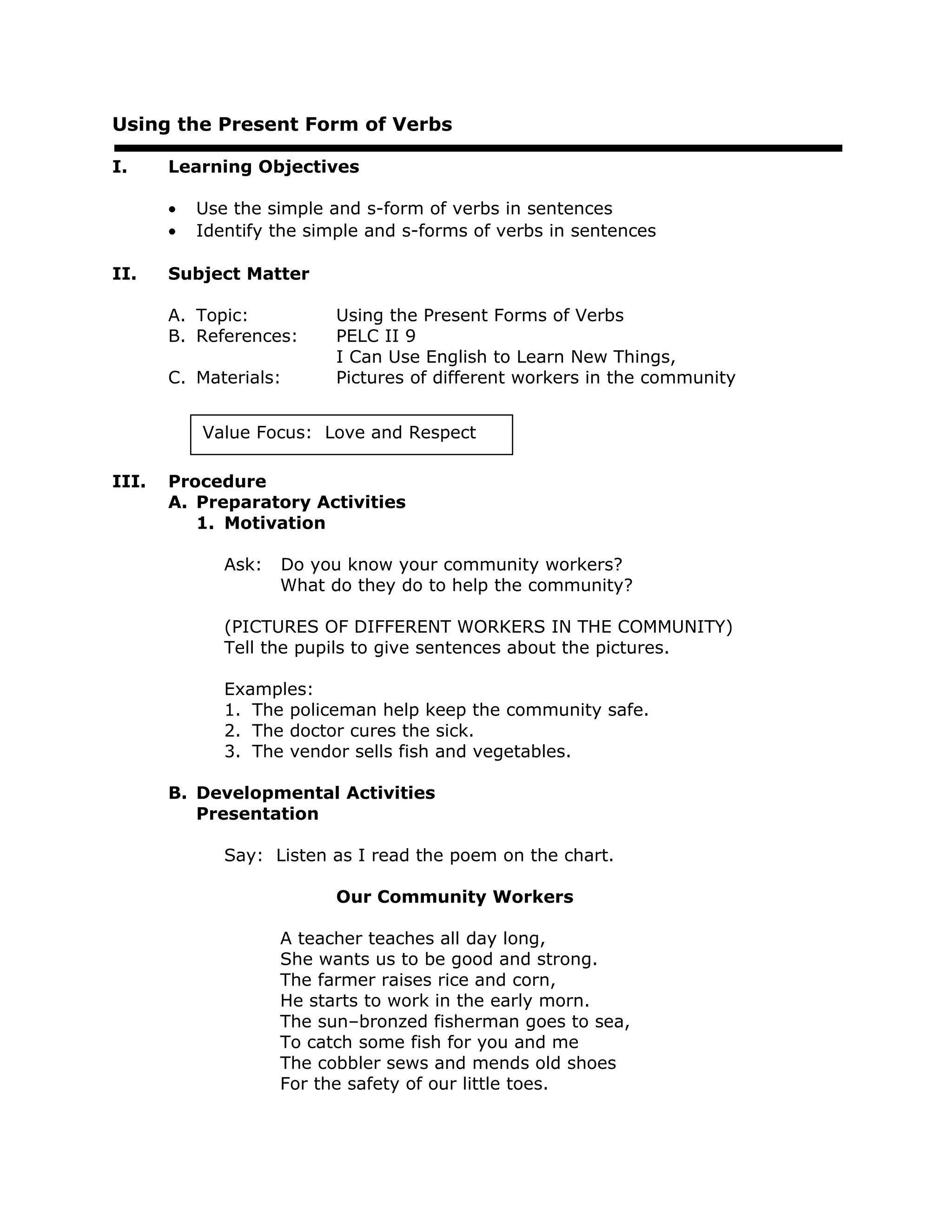 Grade 6-english-speaking-using-the-present-form-of-verbs | DOC