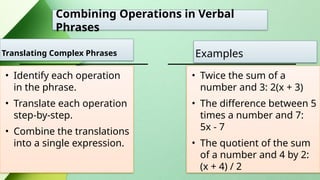 Grade-7-Quarter4 Translating Algebraic expression and phrase | PPTX