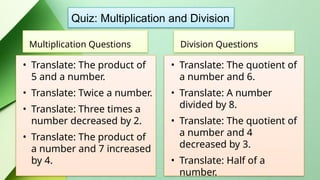 Grade-7-Quarter4 Translating Algebraic expression and phrase | PPT