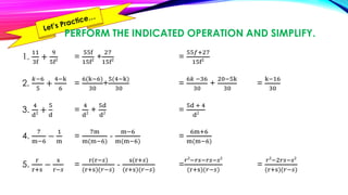 Grade 8-addition-and-subtraction-of-rational-expression | PDF