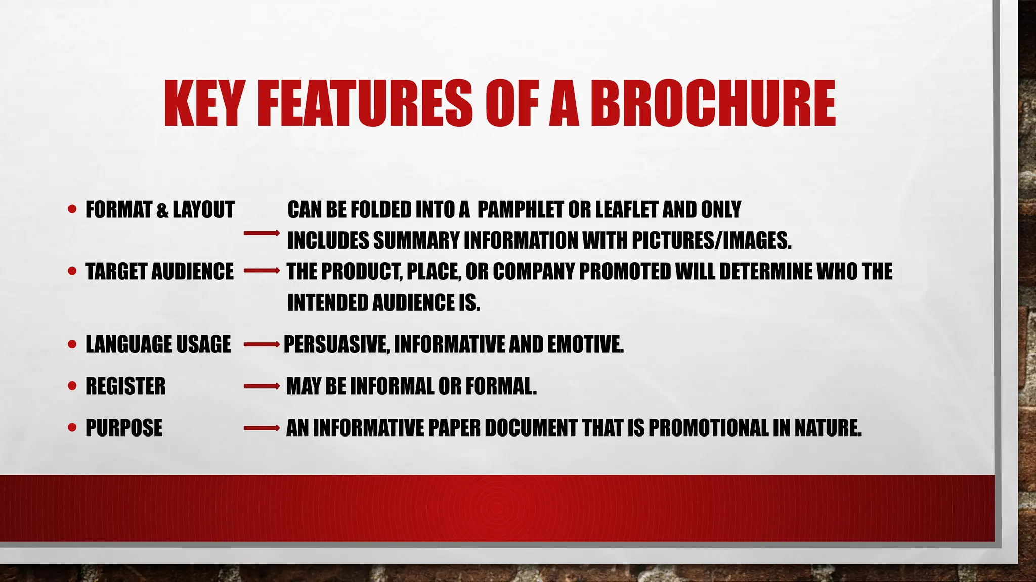 Brochure making for grade 8 Cambridge syllabus | PPTX