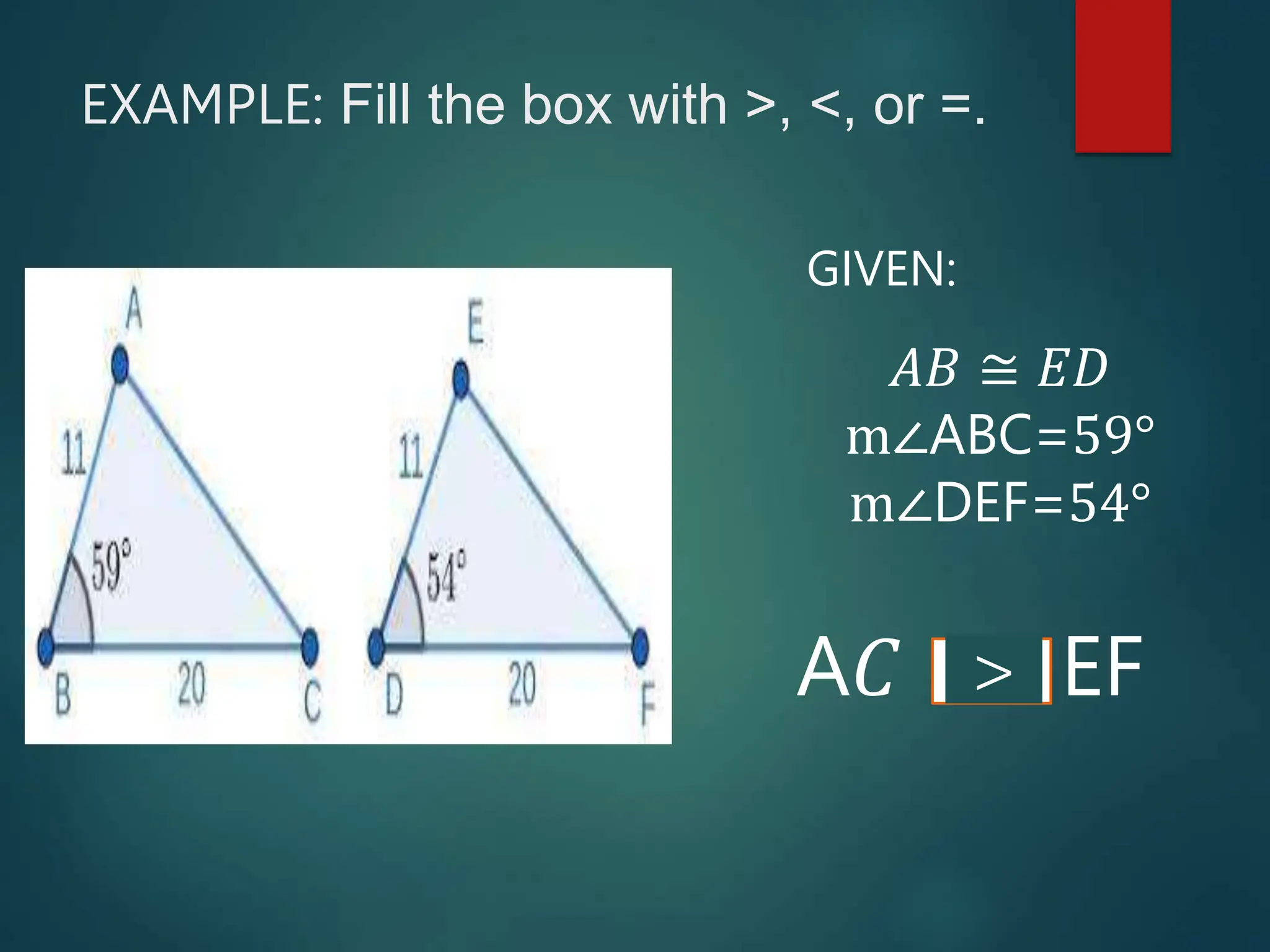 Hinge theorem grade 8 powerpoint presentation | PPTX
