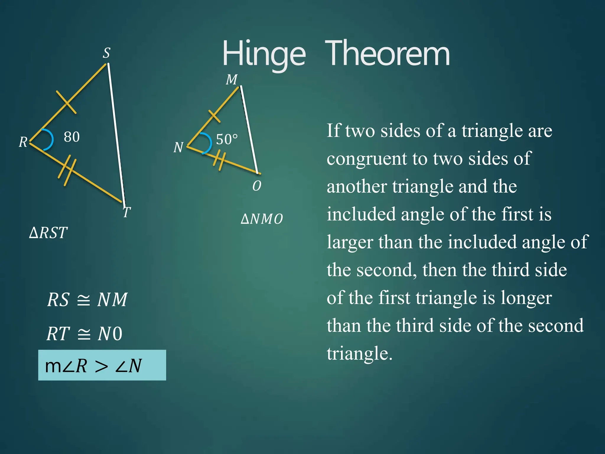 Hinge theorem grade 8 powerpoint presentation | PPTX