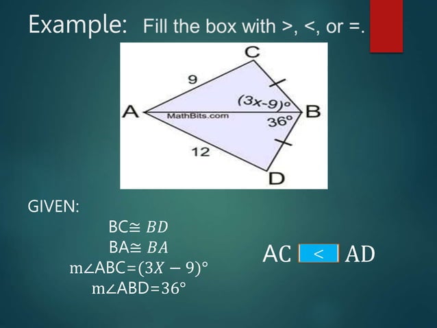 Hinge theorem grade 8 powerpoint presentation | PPTX