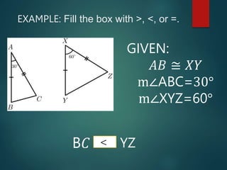 Hinge theorem grade 8 powerpoint presentation | PPTX