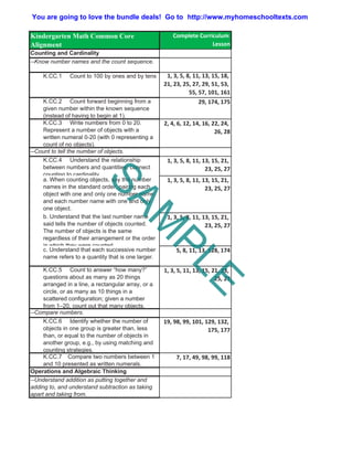 Kindergarten Homeschool Curriculum - Kindergarten Math | PDF