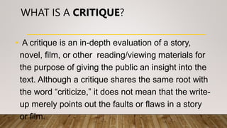 Grade 10- Compose an Independent Critique.pptx