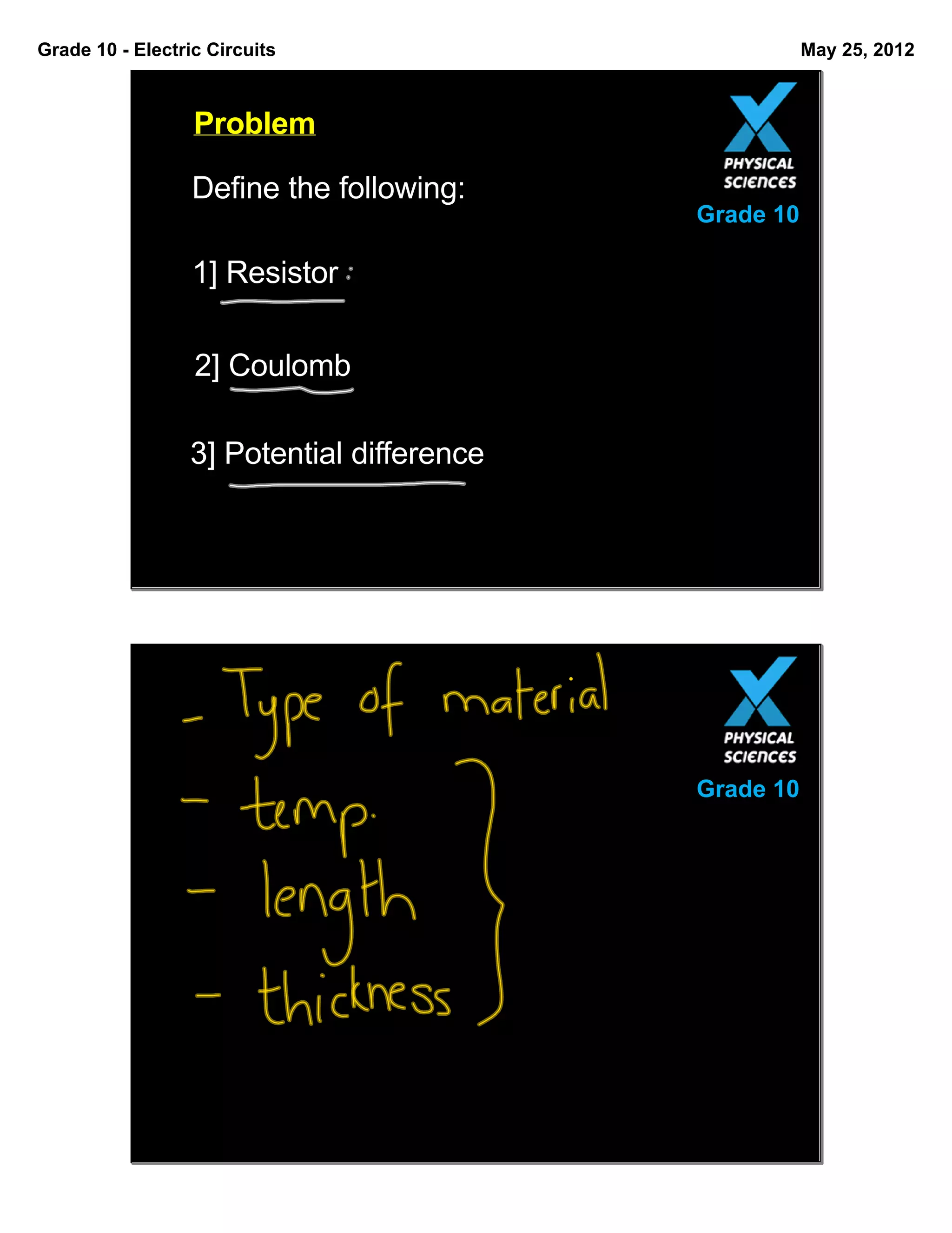 Grade 10 electric circuits | PDF