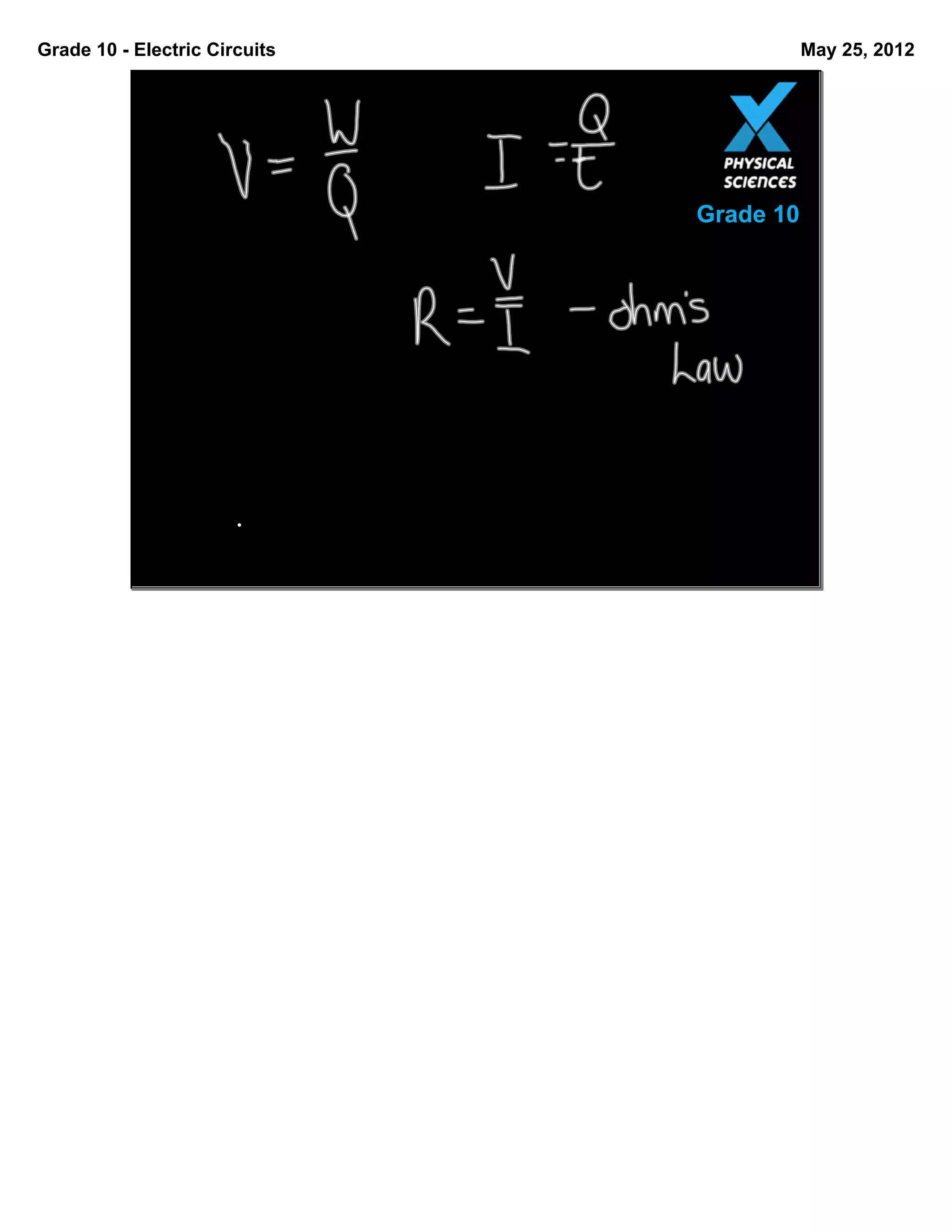 Grade 10 electric circuits | PDF