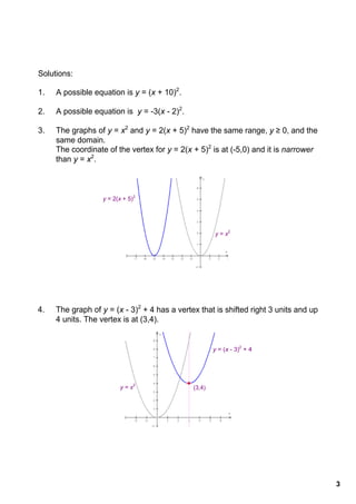 Horizontal Shifts of Quadratic Functions | PDF | Physics | Science