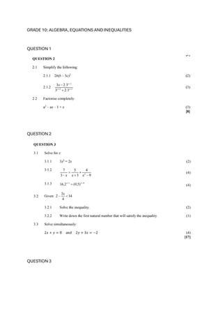 GRADE 10 MATHEMATICS ALGEBRA QUESTIONS.pdf