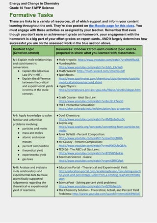 Grade 10 chemistry student organizer - Stoichiometry | PDF