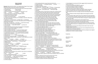 GRADE 10 Science Diagnostic / Pre Test for Grade 10 students | DOC
