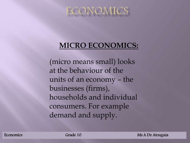 Grade 10 economics lesson 1 | PPTX | Economy | Business and Finance