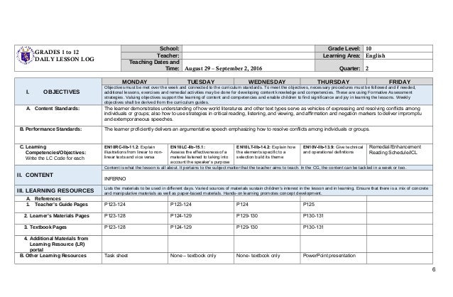 Grade 10 ENGLISH DLL Q2-Q4