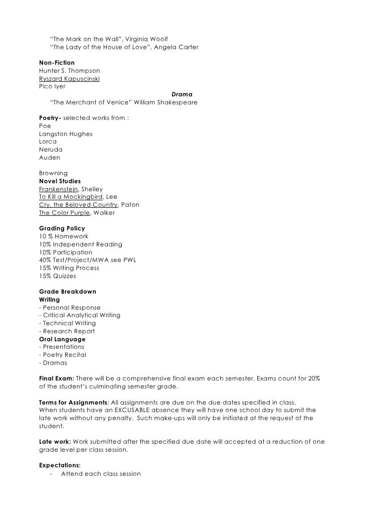 Grade 10 English Syllabus 2010 2011 grade-10-english-syllabus-2010-2011