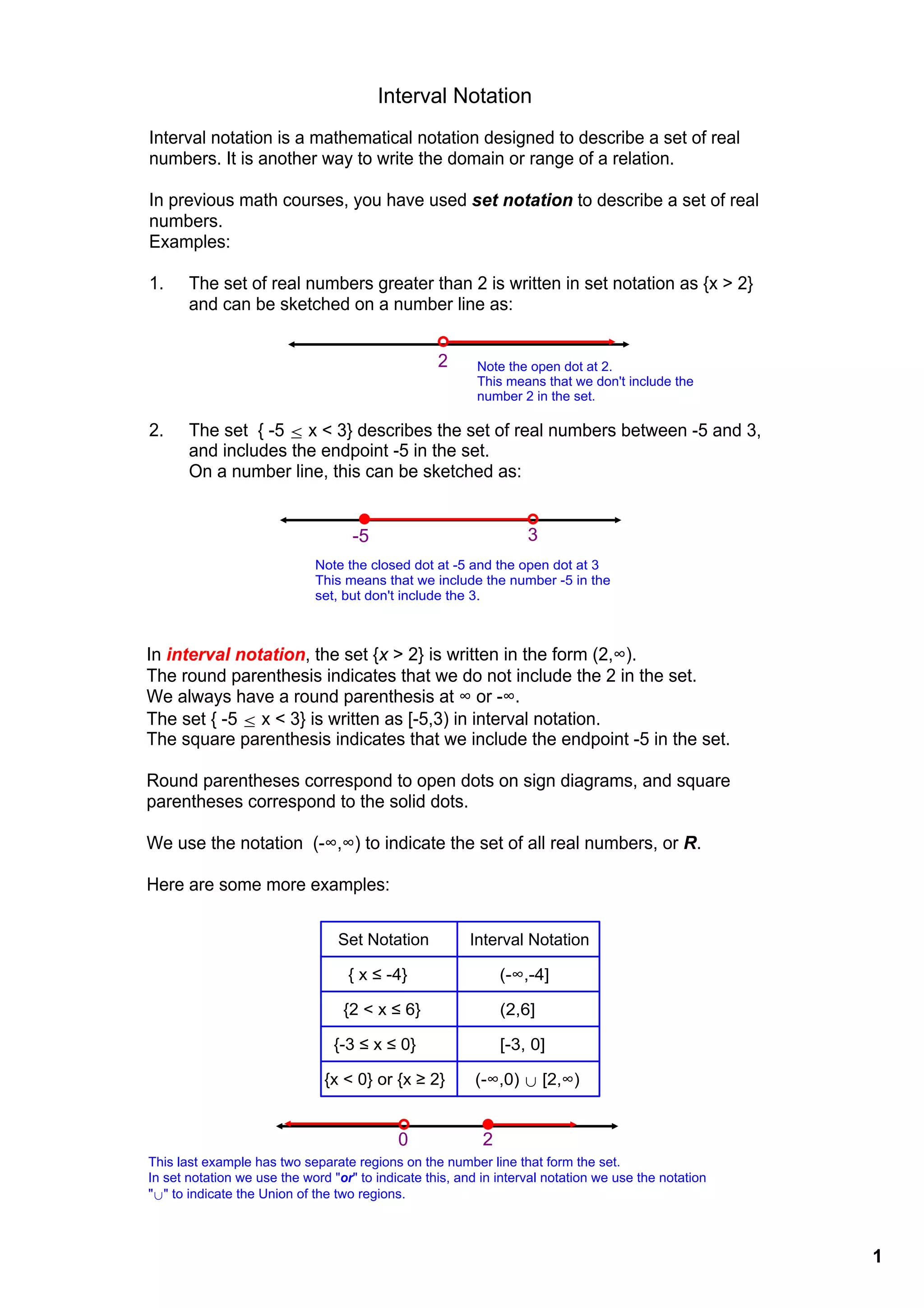 Interval Notation | PDF