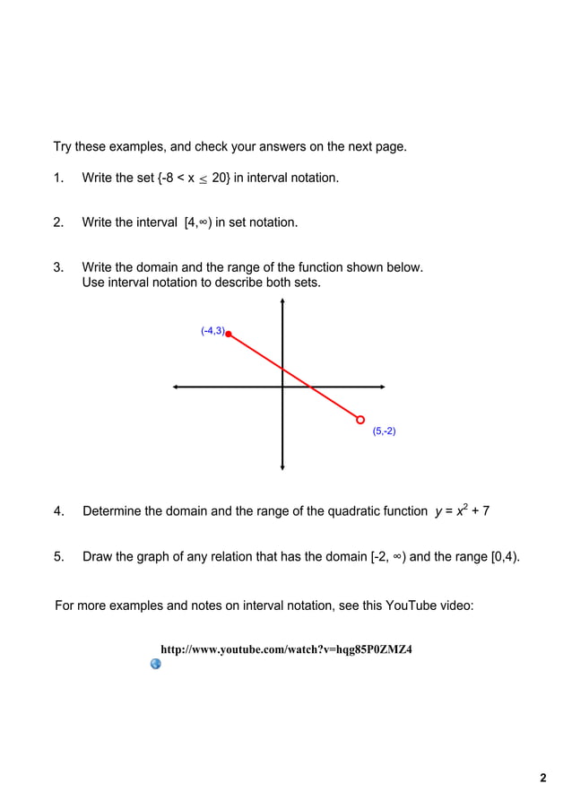 Interval Notation Pdf